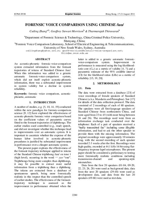 Pdf Forensic Voice Comparison Using Chinese Iau