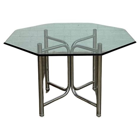 Chrome And Glass Octogan Dining Table For Sale At 1stdibs