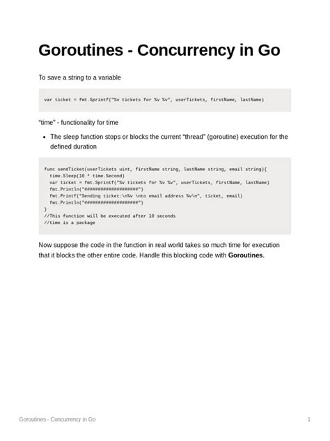 Goroutines Concurrency In Go 1 Pdf Computer Science Software Development