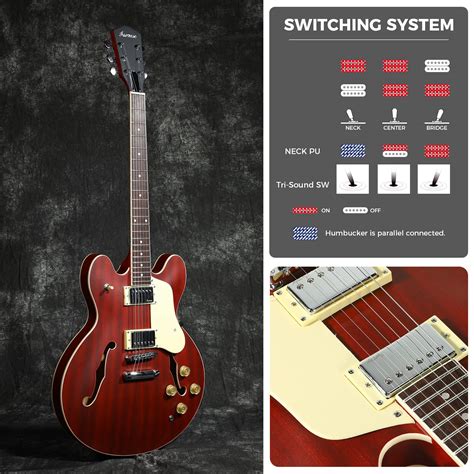 Asmuse Semi Hollow Body Electric Guitar Jazz Guitar