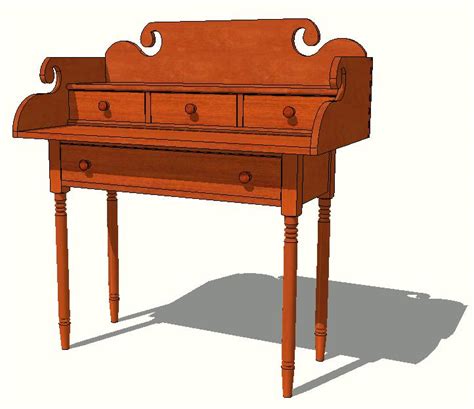 new england writing desk 3d skp model for sketchup designs cad