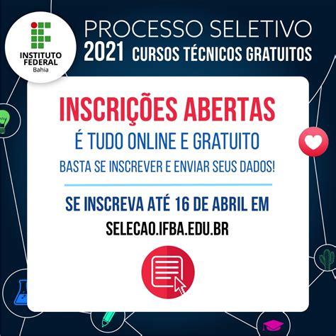 Últimos Dias De InscriÇÃo No Processo Seletivo Ifba Clique E Saiba