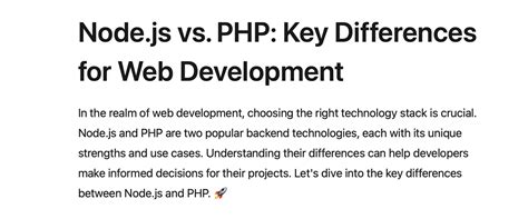 Nodejs Vs Php Key Differences For Web Development