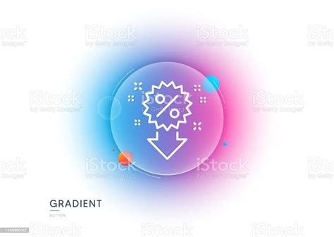 할인 라인 아이콘입니다 판매 쇼핑 표지판 그라디언트 흐림 단추입니다 벡터 글래스모피즘에 대한 스톡 벡터 아트 및 기타 이미지
