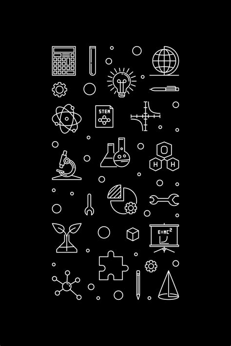 Science Technology Engineering Mathematics Stem Concept Outline White Vertical Illustration