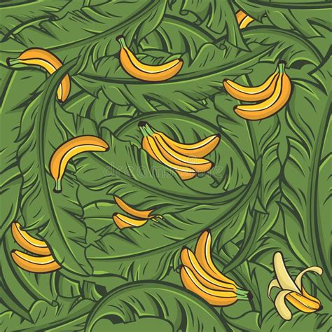 Seamless Bananas Pattern Banana Leaf Vector Illustration Stock Vector Illustration Of Tree