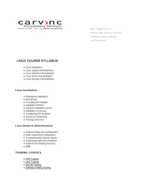 Linux Course Syllabus Pdf