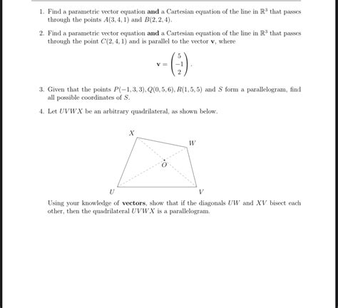 Solved Find A Parfind A Parametric Vector Equation And A
