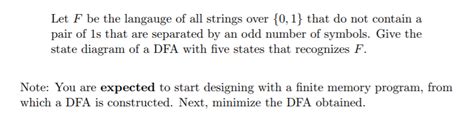 solved let f be the langauge of all strings over [0 1 that