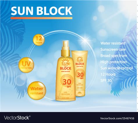 Sunscreen Ads Template Sun Protection Sunblock Vector Image