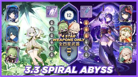 Genshin Impact 3 3 Spiral Abyss Floor 12 4 Star Weapons Nahida