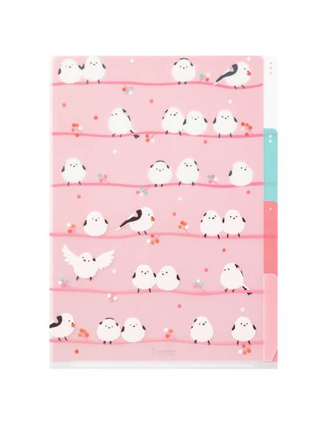 Midori 3 Pockets Clear Folder A5 Long Tailed Tits
