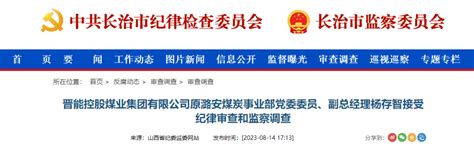 山西2人被查 1国企原副经理被“双开”长治市集团严重