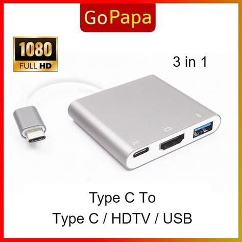 Type C To Hdtv Usb3 1 Type C Usb C 3 In 1 Hub Video Adapter
