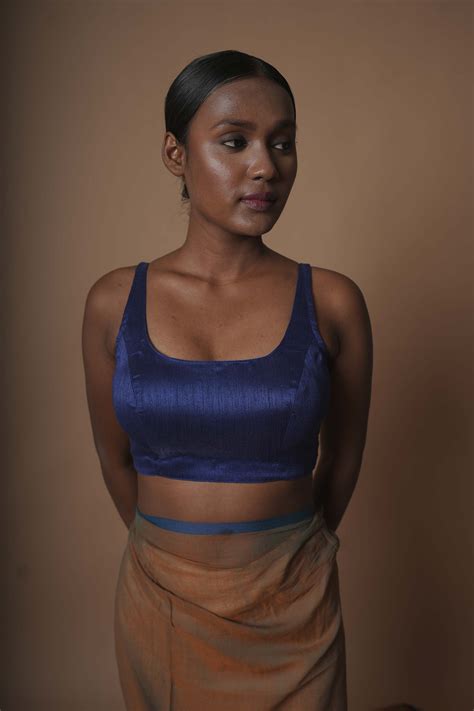 Hyacinth I Navy Blue Silk Sleeveless Blouse