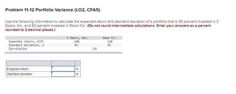 Problem Portfolio Variance LO CFA Use The Chegg Com