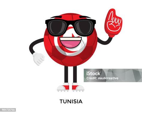 멋진 국제 튀니지 플래그 축구 볼 팬 마스코트 토너먼트 그림 Championship에 대한 스톡 벡터 아트 및 기타 이미지 Championship