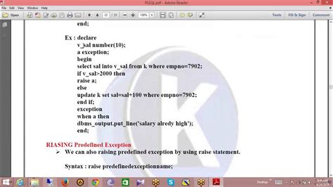Plsql Class 10 How To Work With User Defined Exceptions In Plsql Youtube Youtube