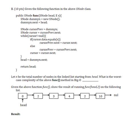 Solved Q1 20 Pts Linked List Given The Snode Class As