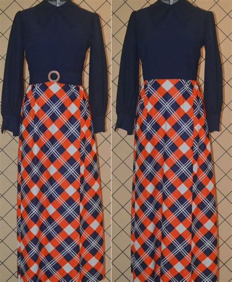 Mod Maxi Dress With Matching Belt 1960s 1970s Style