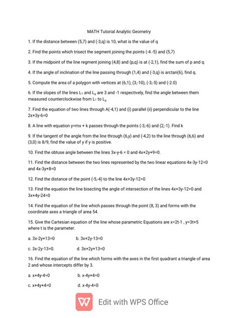 Analytic Tutor Pdf Ellipse Line Geometry