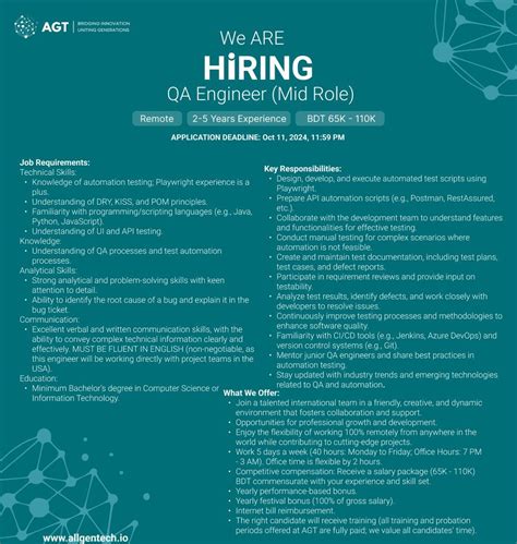 Sqa Learning Academy On Linkedin 𝗪𝗲 𝗔𝗿𝗲 𝗛𝗶𝗿𝗶𝗻𝗴 𝗤𝗔 𝗘𝗻𝗴𝗶𝗻𝗲𝗲𝗿 𝗠𝗶𝗱
