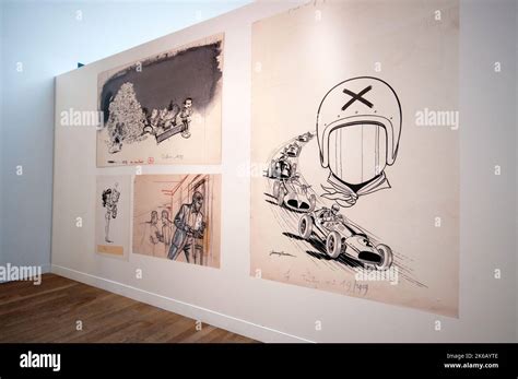 Sketches Of Comic Strip At Comics Art Museum Brussels Belgium Stock