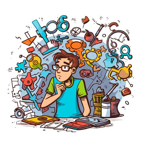 Problem Solving Vector Sticker Clipart Man Thinks About Something At