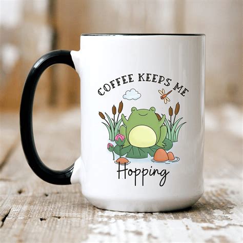 Coffee Keeps Me Hopping Frog Coffee Mug Cute Frog T Idea Two Tone