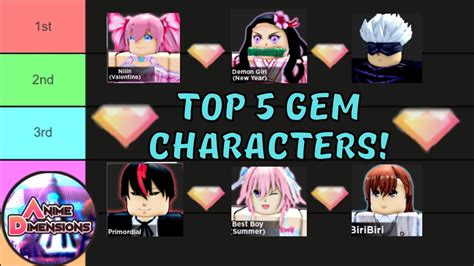 UPDATED TOP 5 GEM CHARACTERS In Roblox Anime Dimensions YouTube