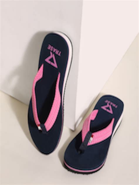 Buy Trase Women Navy Blue And Pink Colourblocked Sandals Heels For