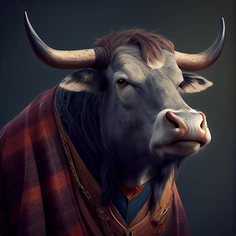 Premium AI Image A Bull Wearing Clothes Like A Boss NFT Art Generative AI