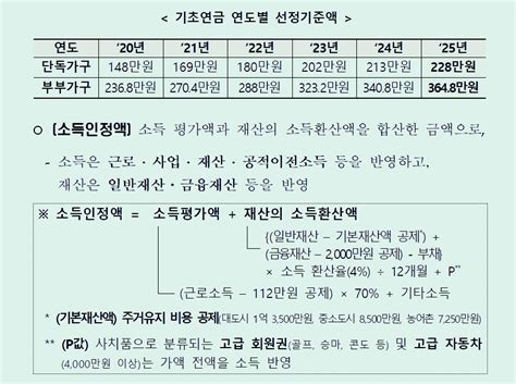 노인 혼자 사는 경우 월 228만원 이하면 기초연금 받을 수 있다