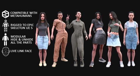 Outfits Collections 10 Mixed Outfits Modular Rigged In Characters Ue Marketplace