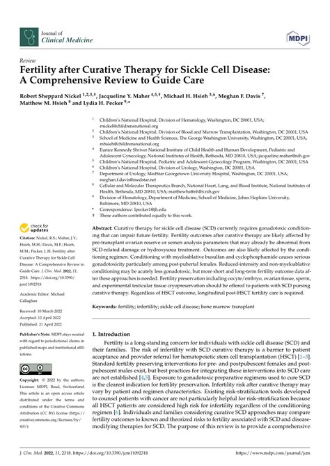 Pdf Fertility After Curative Therapy For Sickle Cell Disease A