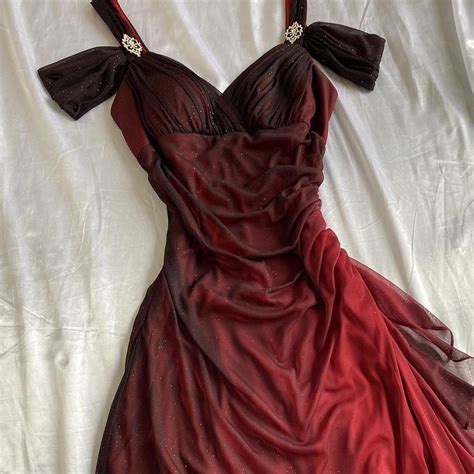 Beautiful A Line Straps Ombre Red Long Chiffon Prom Dress P1284