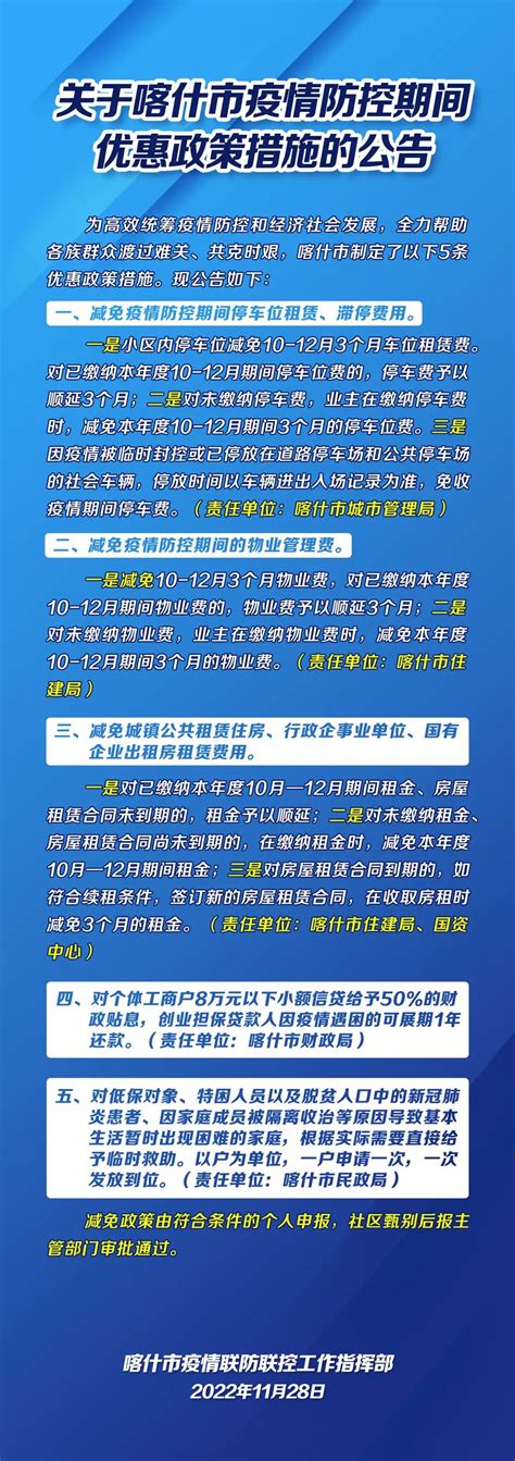 关于喀什市疫情防控期间优惠政策措施的公告澎湃号·政务澎湃新闻 The Paper