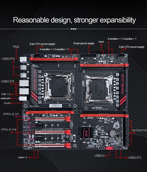 X99 8d4 Dual Cpu Motherboard Lga 2011 3 Ddr4 Dual 2 5g Network Card
