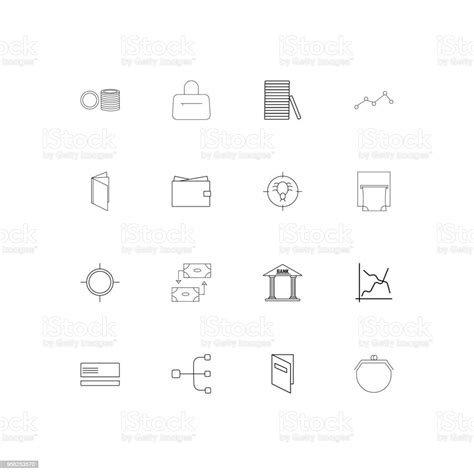 은행 금융 및 돈을 선형 얇은 아이콘 설정 합니다 간단한 벡터 아이콘 설명 0명에 대한 스톡 벡터 아트 및 기타 이미지 0명 가방 그래프 Istock