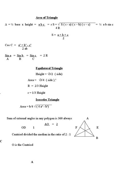 Math Formule Pdf Area Triangle