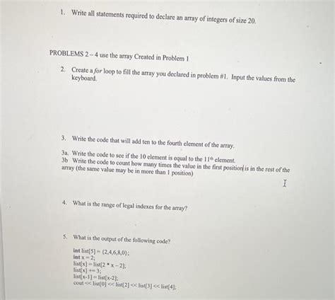 solved 1 write all statements required to declare an array