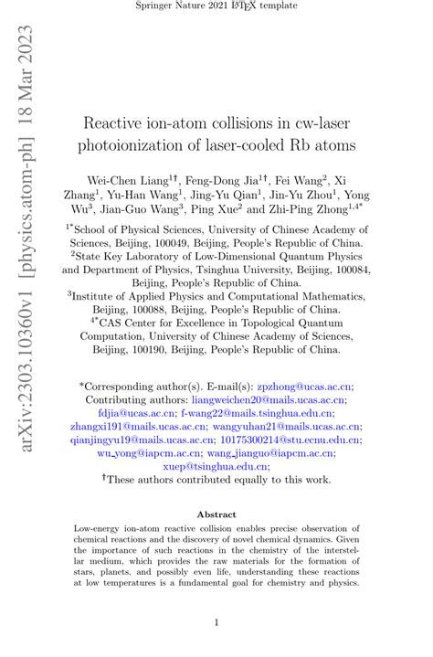 Pdf Reactive Ion Atom Collisions In Cw Laser Photoionization Of Laser
