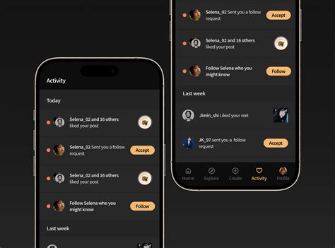 Activity Feed For A Social Media App Behance