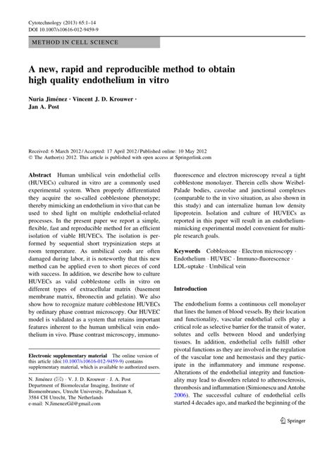 Pdf A New Rapid And Reproducible Method To Obtain High Quality