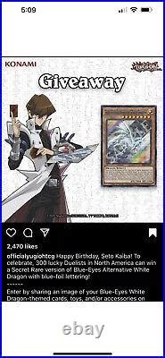 Yu Gi Oh Blue Eyes Alternative White Dragon SBPR EN SEALED Prize Promo Card Blue White Dragon