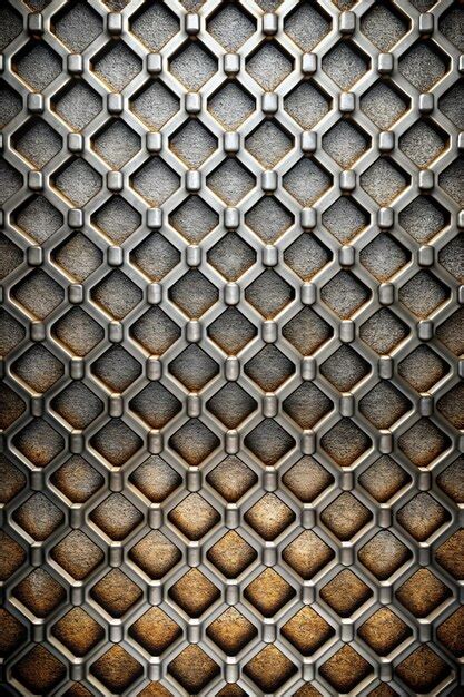 Twolayer 3d Metal Lattice On Gray Concrete Background High Quality