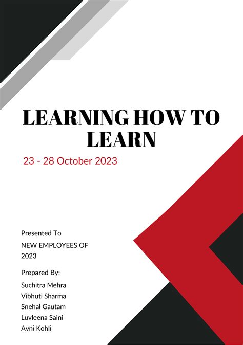 Training Module Learning How To Learn Learning How To Learn 23 28 October 2023 New