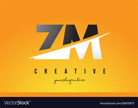 Zm Z M Letter Modern Logo Design With Yellow Vector Image