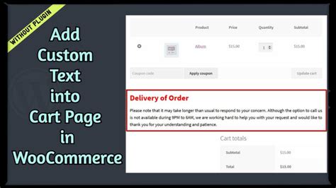 How To Add Custom Text On Cart Page In WooCommerce Scratch Code