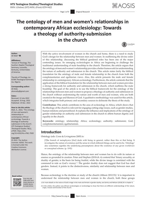 pdf the ontology of men and women s relationships in contemporary